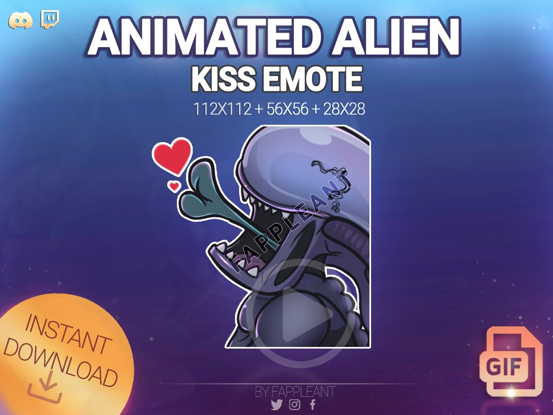 ANIMATED Kiss Emote Xenomorph, Dbd Killer Alien Heart Emote for Twitch ...