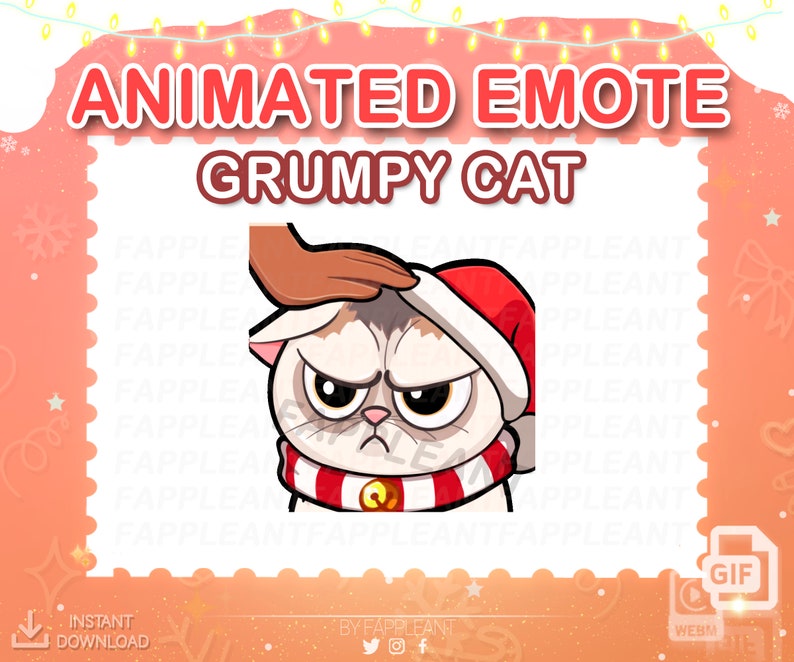 Animated Cute Grumpy Cat Pat Christmas Emote + Alert/overlay ...