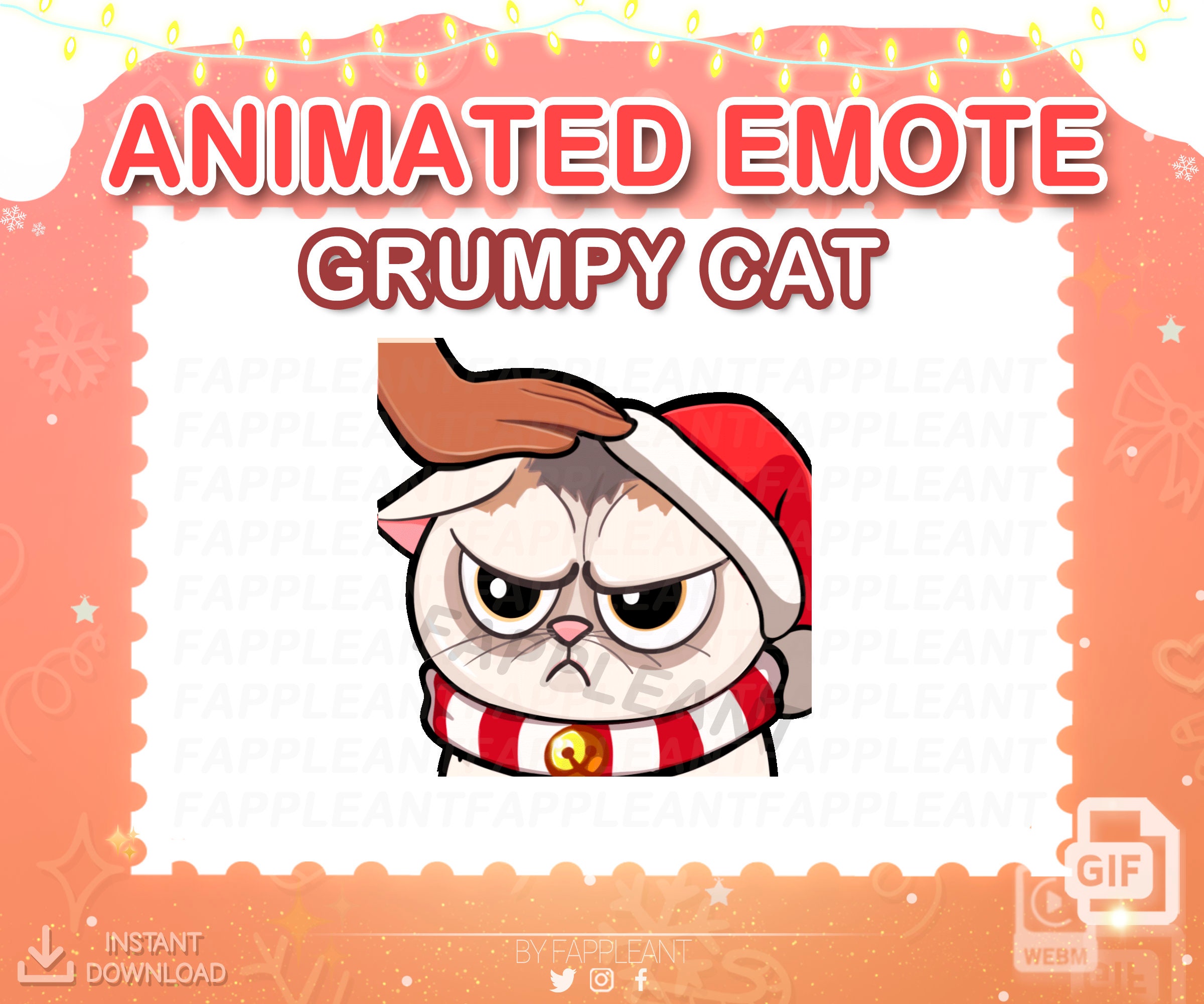 Animated Cute Grumpy Cat Pat Christmas Emote + Alert/overlay ...