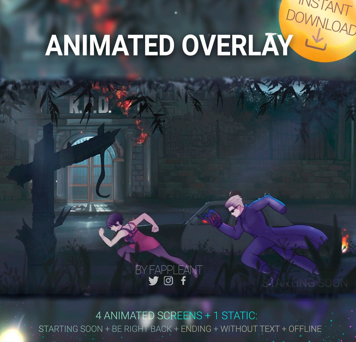 DBD ANIMATED Stream Pack Overlay, Bundle of Chasing Scenes X5 for ...