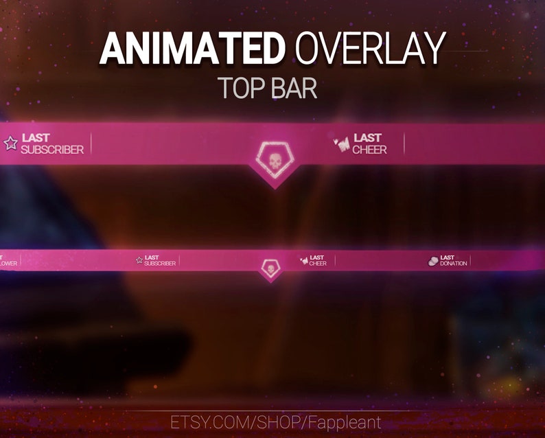Animated Overlay Top Bar DBD Pink Color for Twitch, Last Follower, Last ...