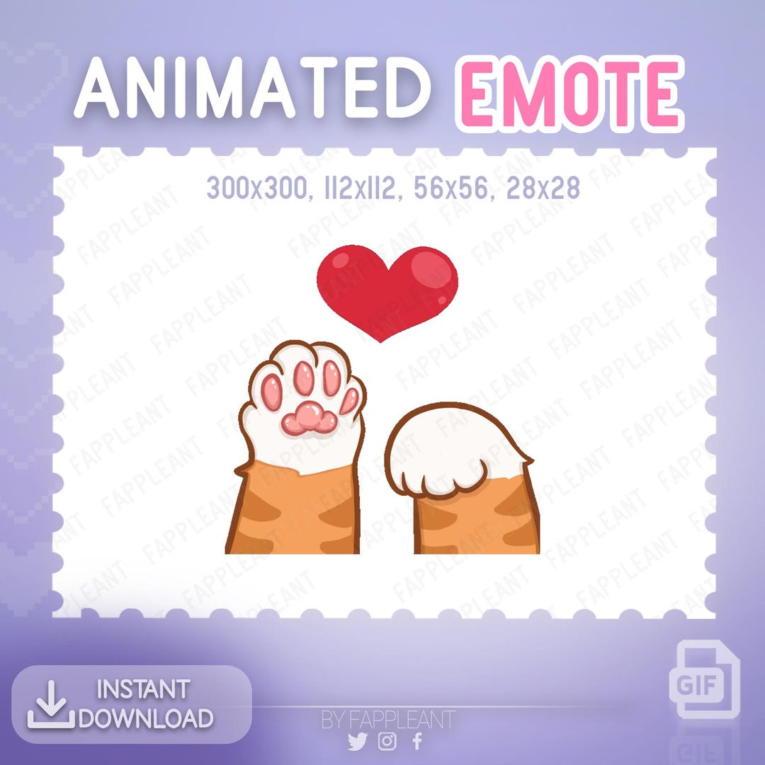Animated Cat Paws Emote and Alert | Heart Emoji | Orange Cat Emotes ...