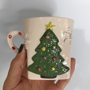Christmas Tree Coffee Mug - Colorful Holiday Mugs | Unique Handmade ...