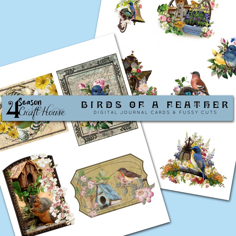 Birds of a Feather Download Printable Bundle Digital Journaling Cards ...