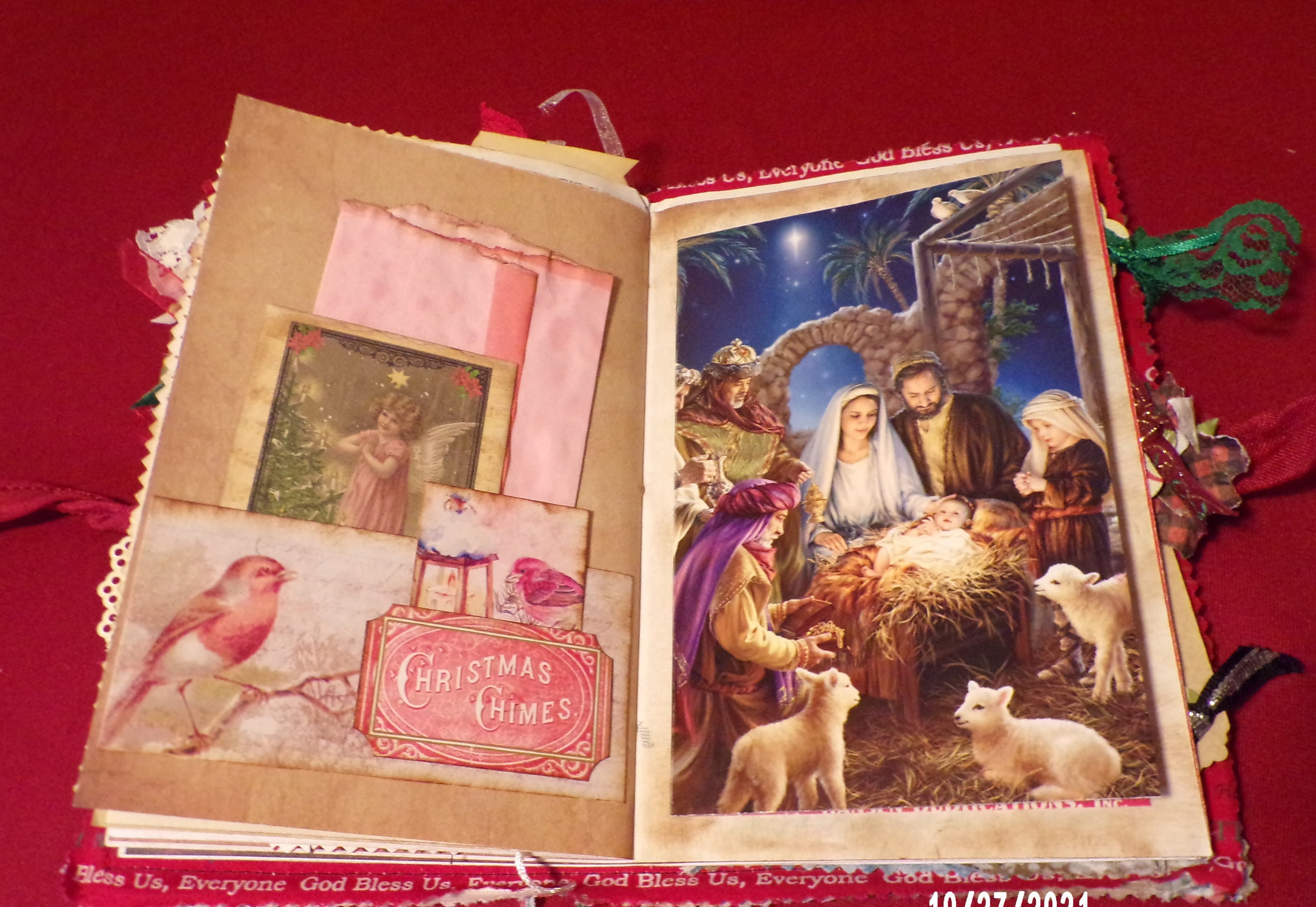 Beautiful Handmade Christmas Themed Journal , Santa and Sleigh ...