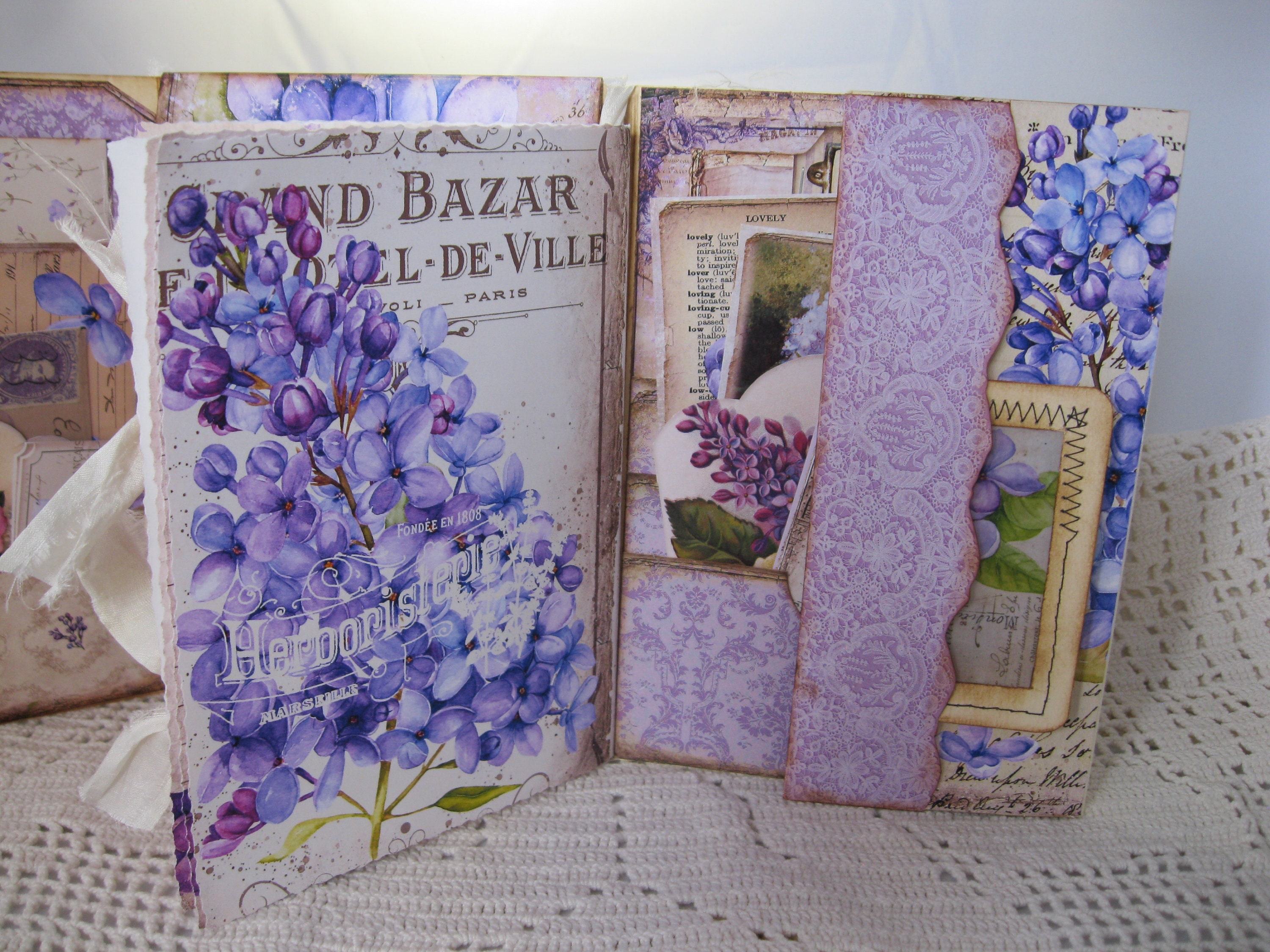 Purple Lacy Lilac Journal Tie-in File Folder Folio / - Etsy
