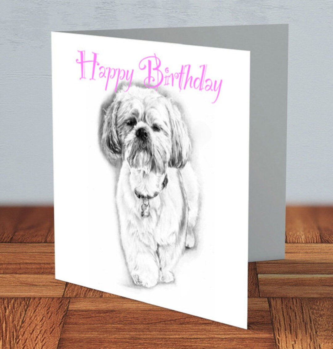 Shih Tzu Lhasa Apso Birthday Card for Her 300gsm Linen - Etsy