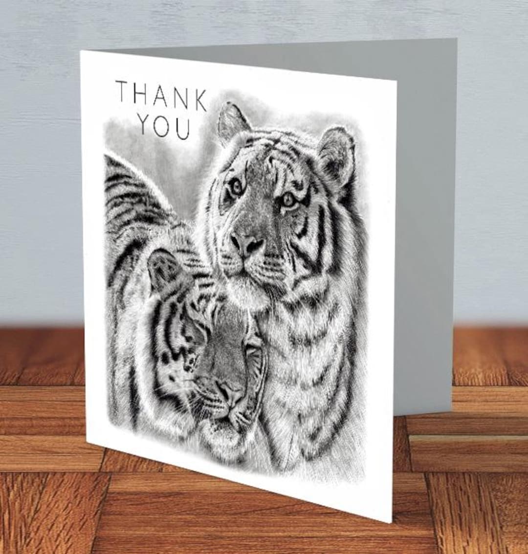 Tiger Thank You Card: Wildlife Art, Luxury Linen - Etsy UK