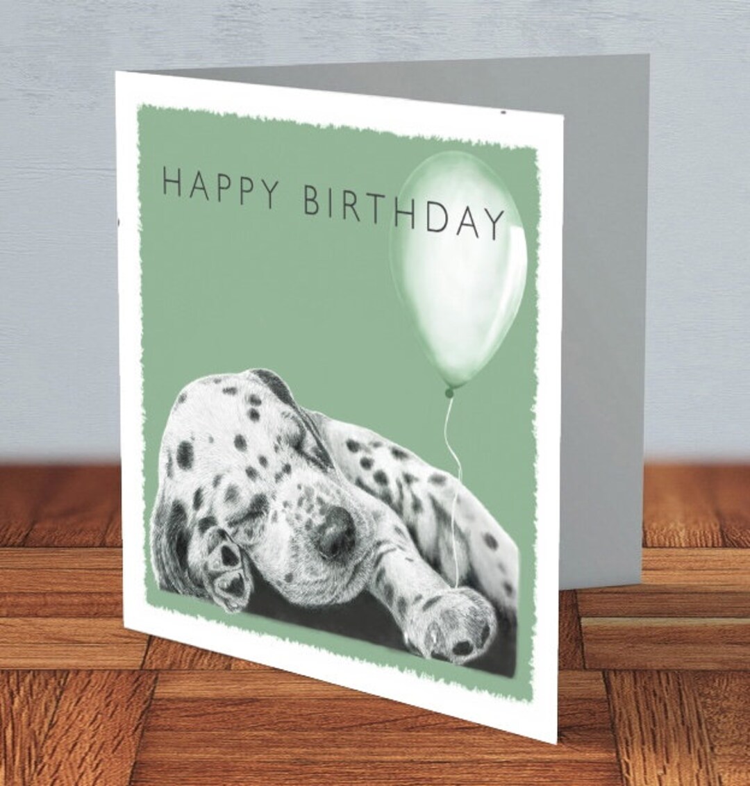 Dalmatian (green) - Birthday Card | Spotty Dog, Dalmatian Mum ...