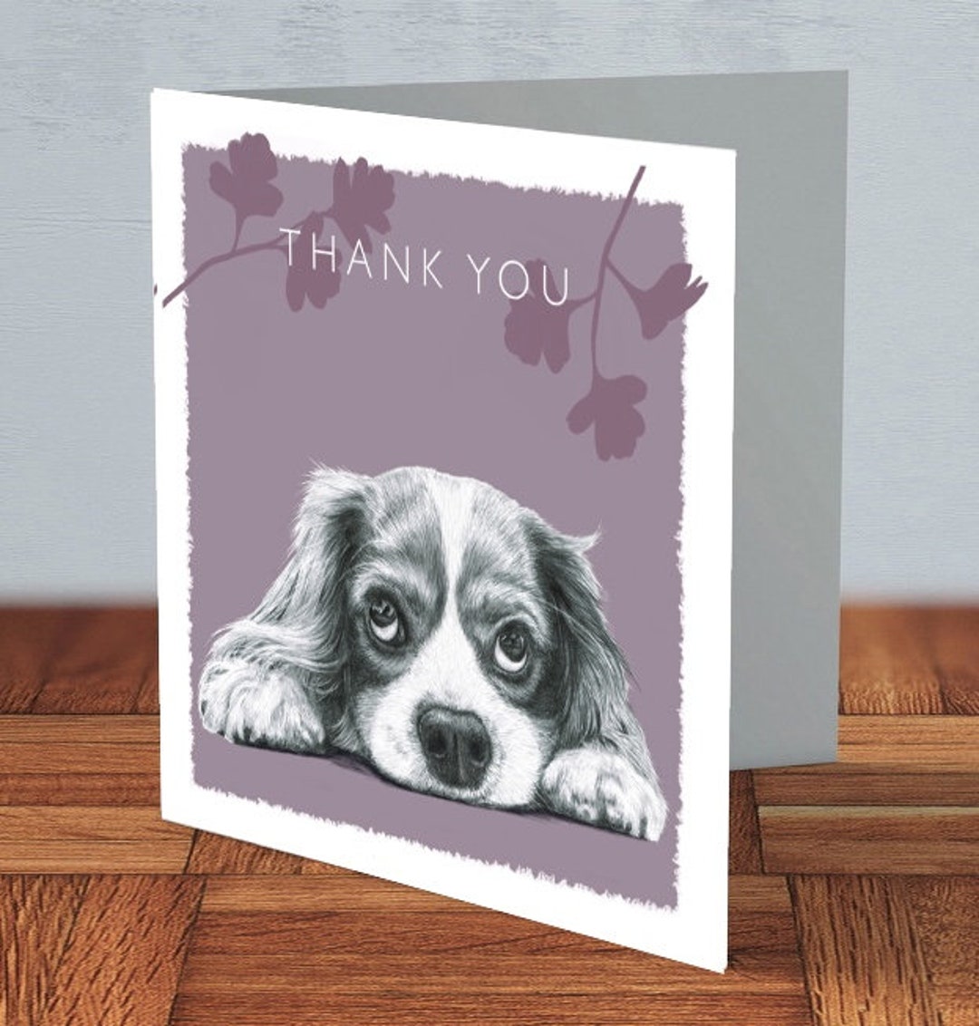 Cavalier King Charles Spaniel Thank You Card, Dog Lover Gift, Spaniel ...