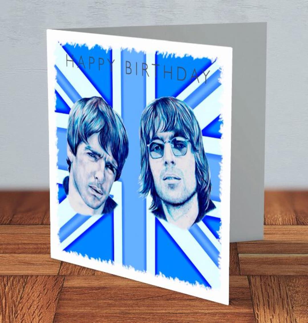 Oasis - Birthday Card | Liam Gallagher, Noel Gallagher, Union Jack ...