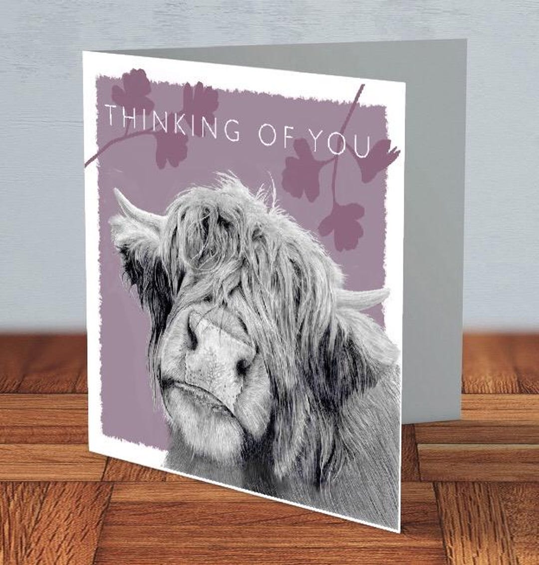Highland Cow - Thinking of You Card | Animal Lover, Thoughtful Card ...