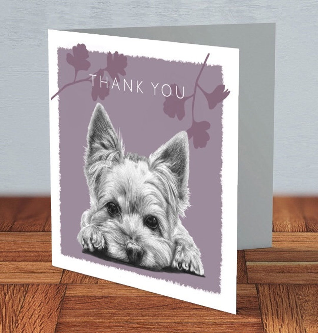 Yorkshire Terrier Thank You Card, Dog Lover, Yorkie Mum, Yorkie Dad ...
