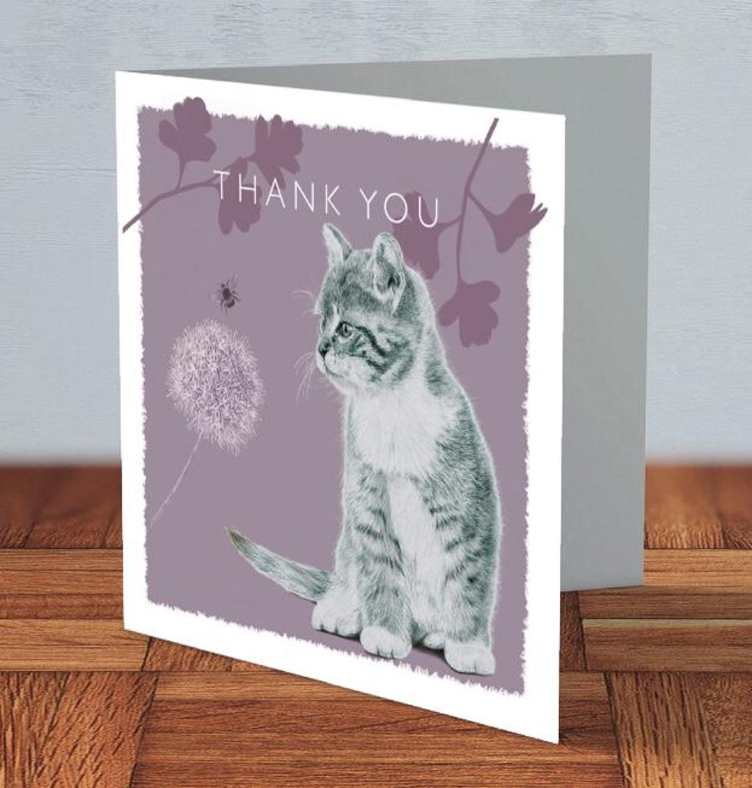 Kitten Thank You Card, Cat Lover Gift, Kitten Mum, Kitten Dad, Card for ...