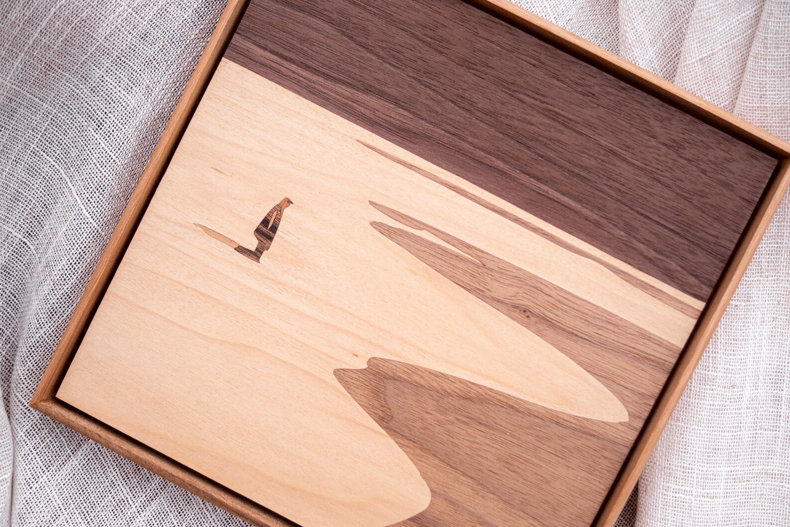 Handmade Wood Marquetry Art A Little Escape 8x8 Inches Minimal Wall ...