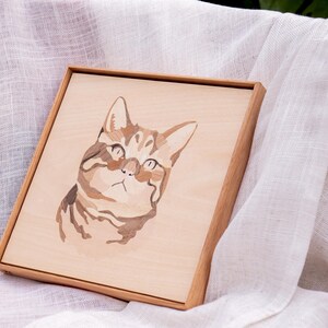 Custom Wood Marquetry Pet Portrait | Handcrafted Pet Keepsake Art ...