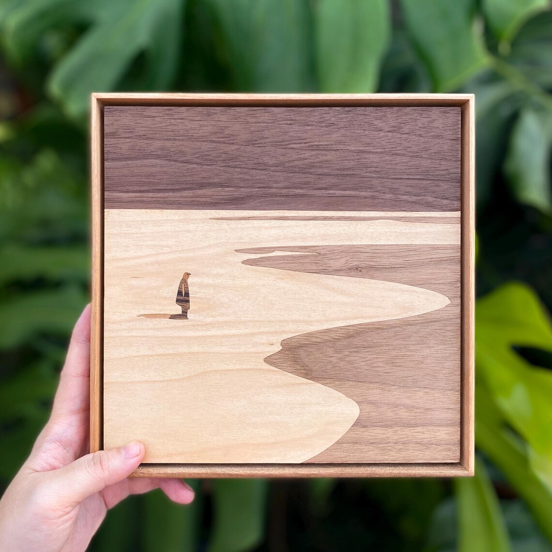 Handmade Wood Marquetry Art A Little Escape 8x8 Inches Minimal Wall ...