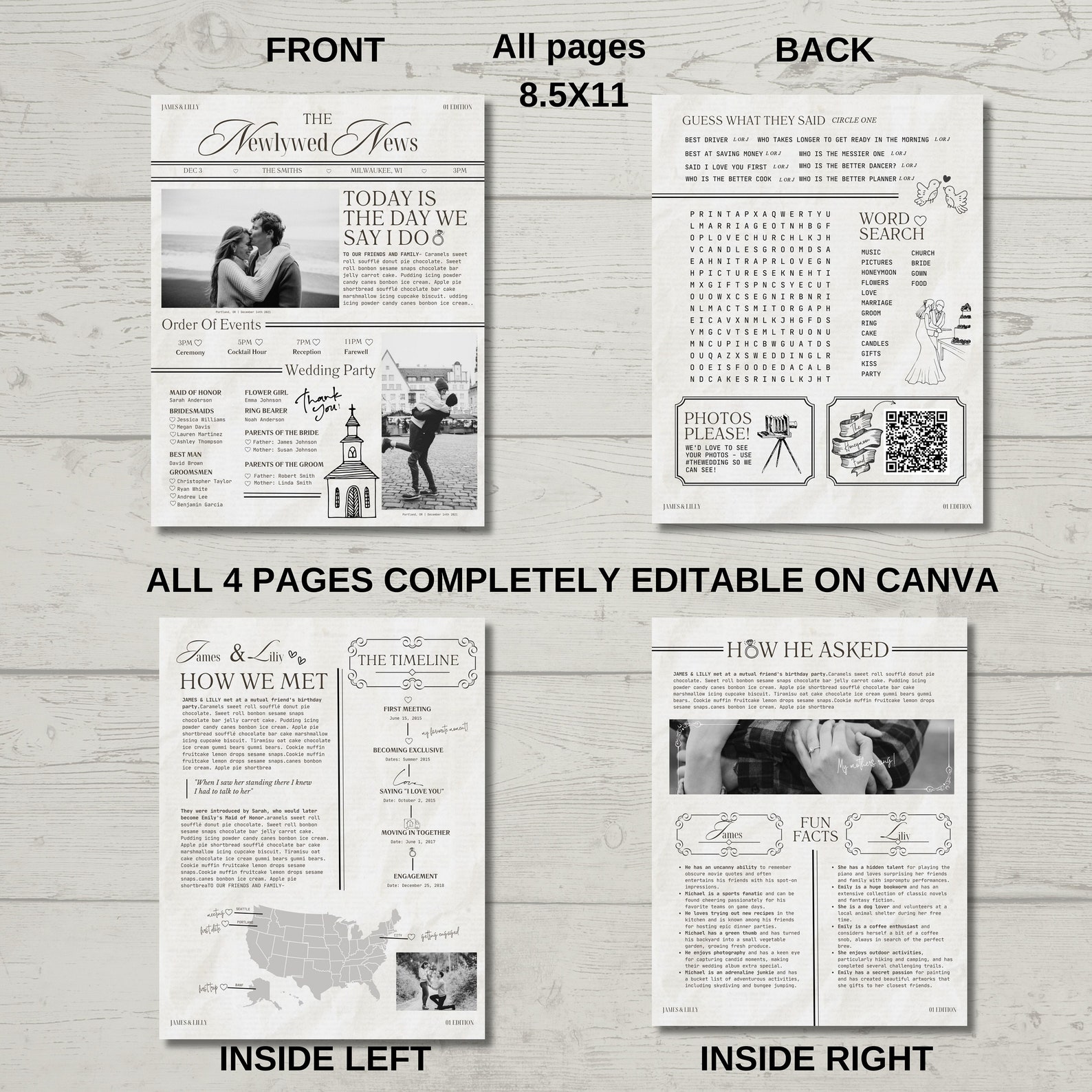 Newspaper Wedding Program Template, Temp Late, Newspaper Artful ...