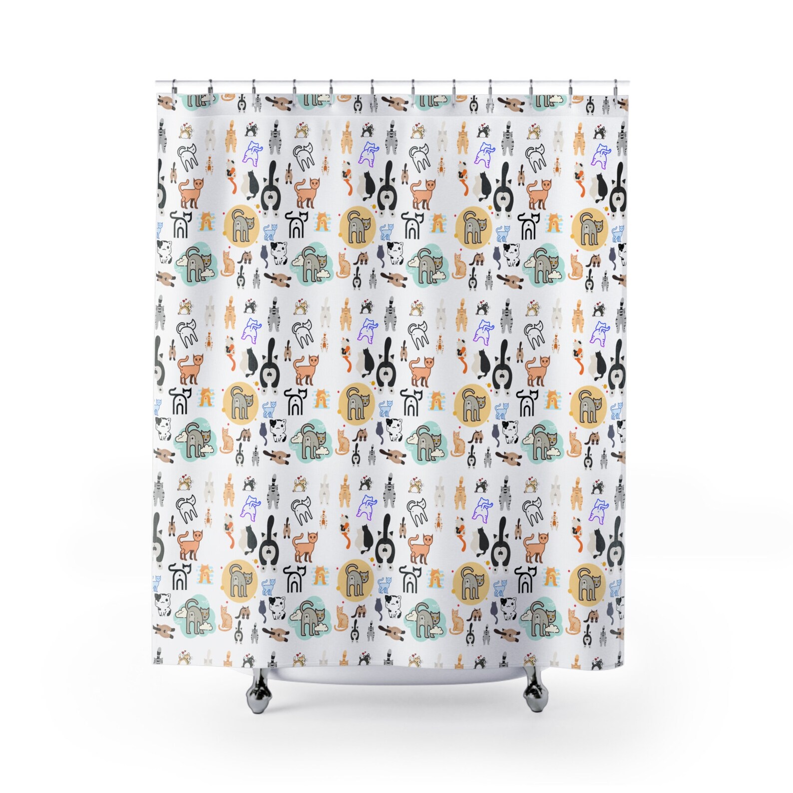 Whimsical Feline Folly - Hilarious Cat Butt Shower Curtain - Unique ...