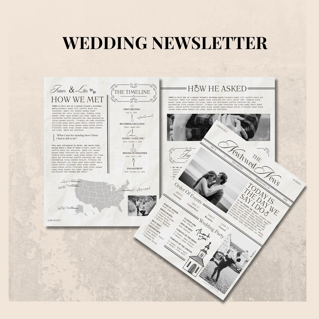 Newspaper Wedding Program Template, Temp Late, Newspaper Artful ...
