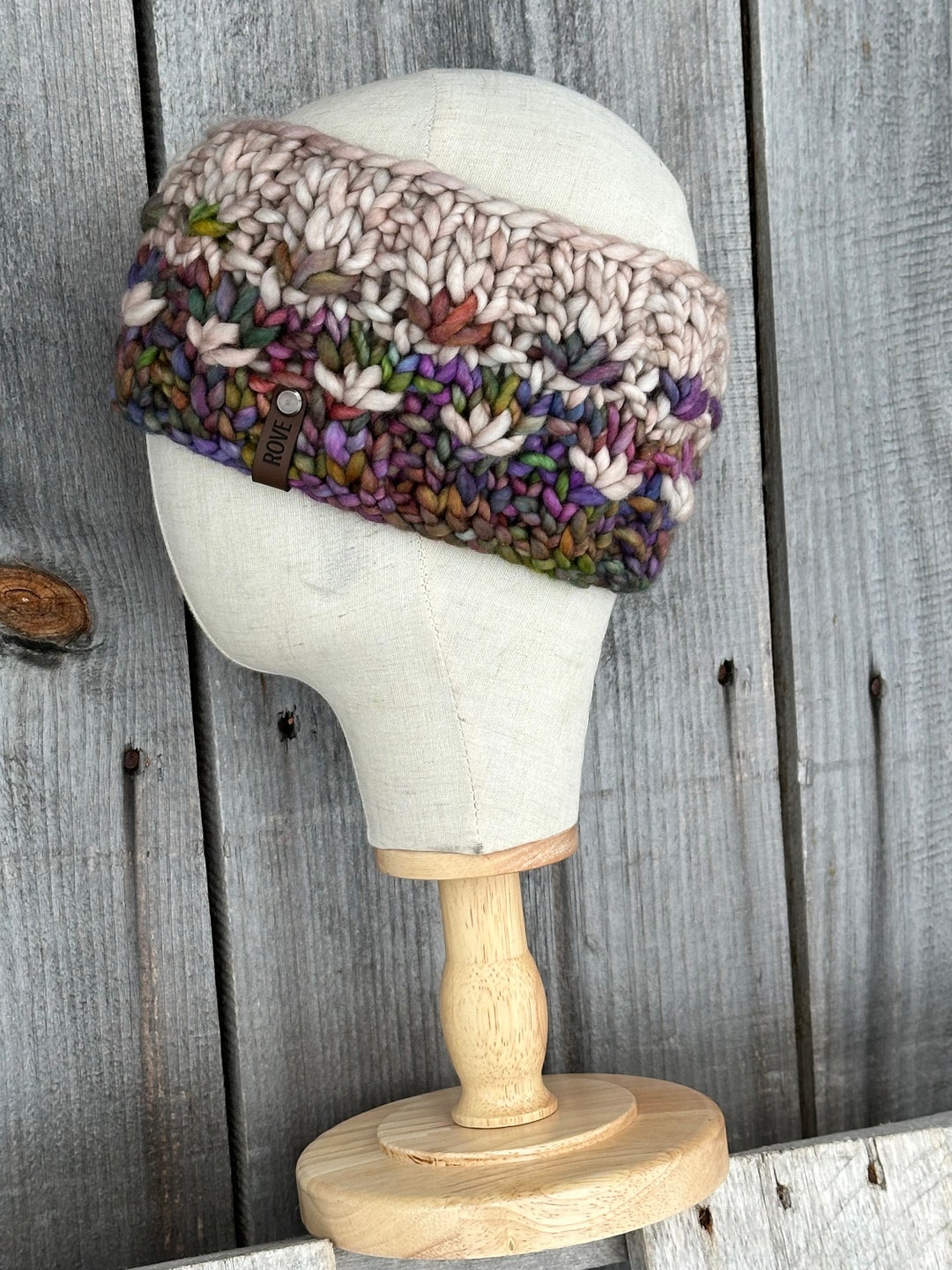 Merino Wool Headband / Creamy Brown and Rainbow / Ear Warmer / Ships ...