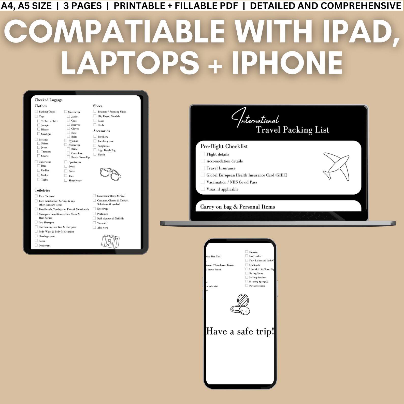 International Travel Packing List (PDF) | Long-haul Travel Packing List ...