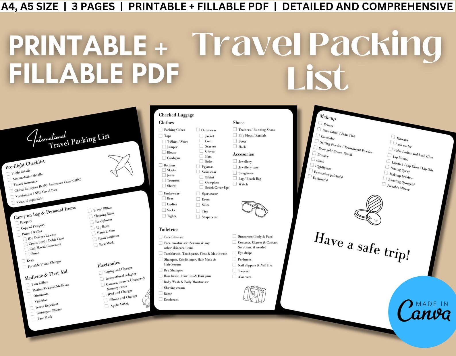 International Travel Packing List (PDF) | Long-haul Travel Packing List ...