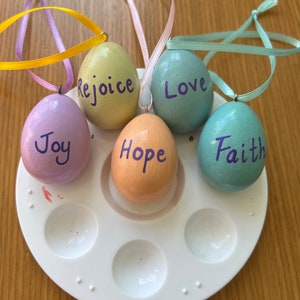 Hand Painted Easter Tree Mini Wooden Egg Decorations - 3 Cross - Etsy UK