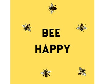 Vintage Bee Happy Print Printable Bees and Honeycomb Art - Etsy