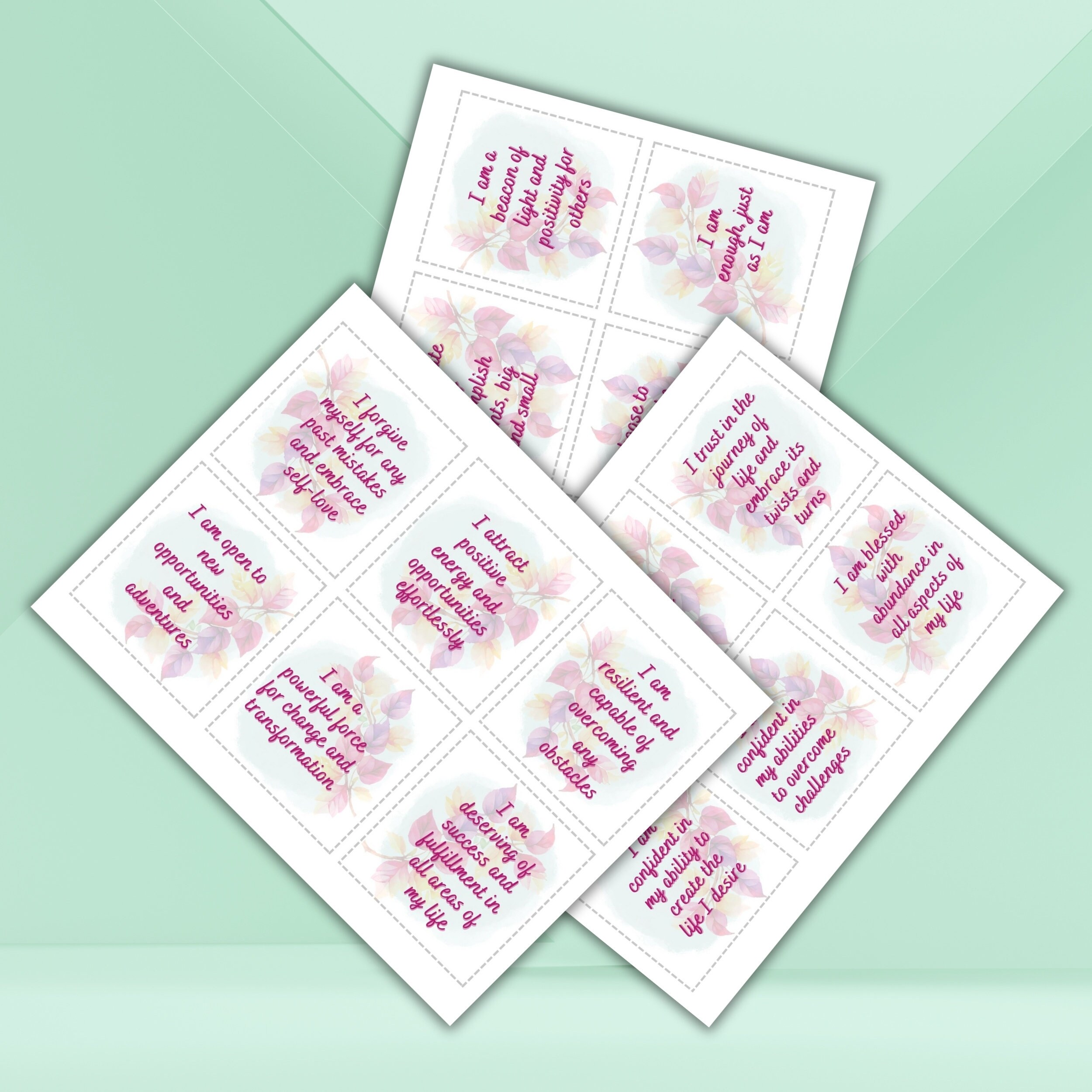 48 Positive Affirmation Cards Printable, Self-worth Empowerment Deck ...