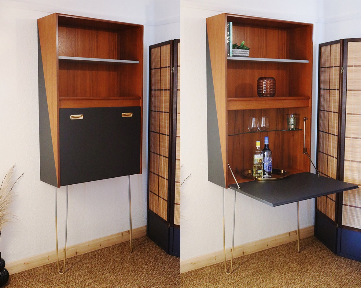 Custom Wall mounted Hideaway Desk Computer Writing Shelving Display Floating Hairpin Legs G Plan Mid Century MCM Bespoke Etsy