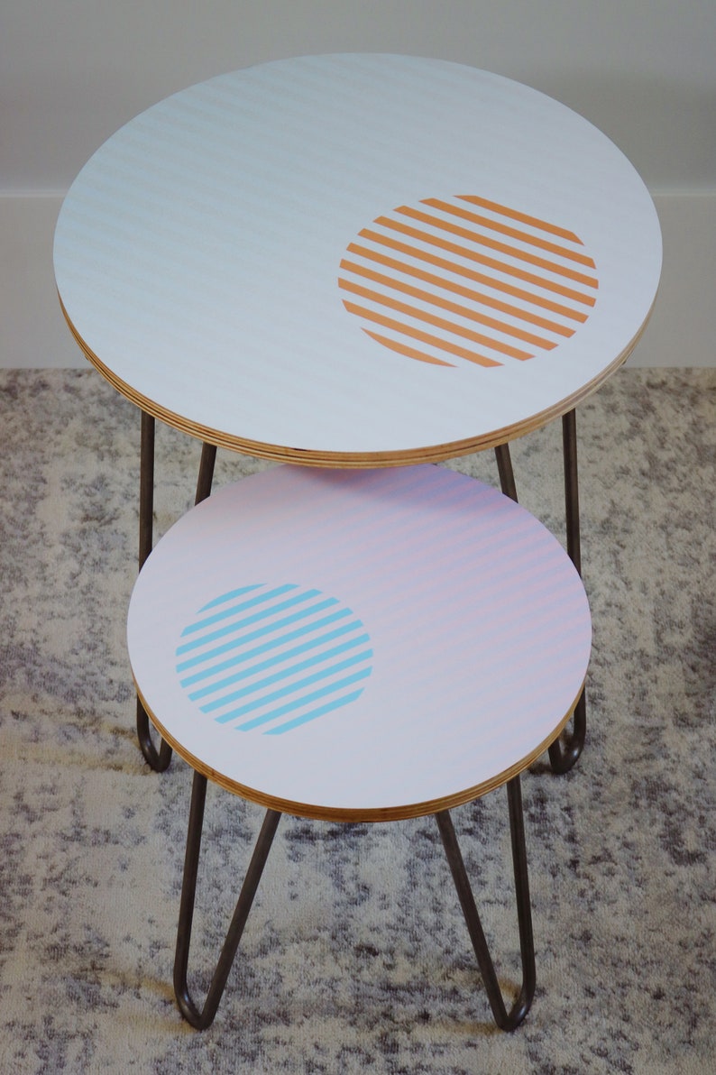 Custom / Bespoke Artwork Round Side / End / Coffee / Bedside Tables on ...