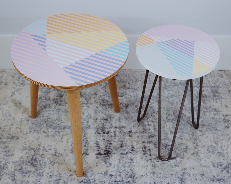 Custom / Bespoke Artwork Round Side / End / Coffee / Bedside Tables on ...