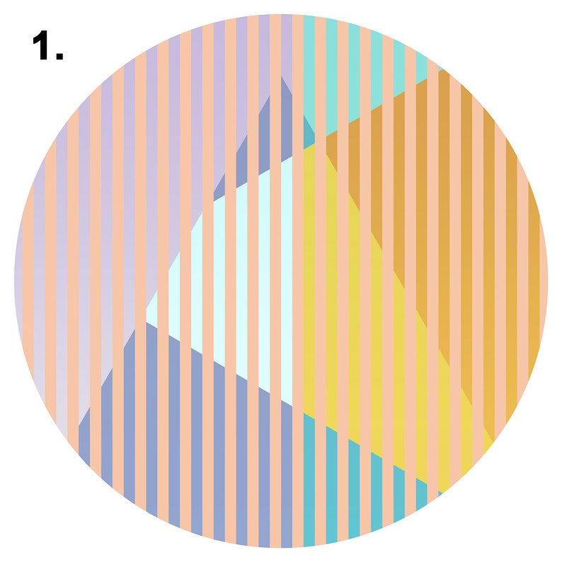 Stripes & Shapes Artwork Round Side / End / Coffee / Bedside Table on ...