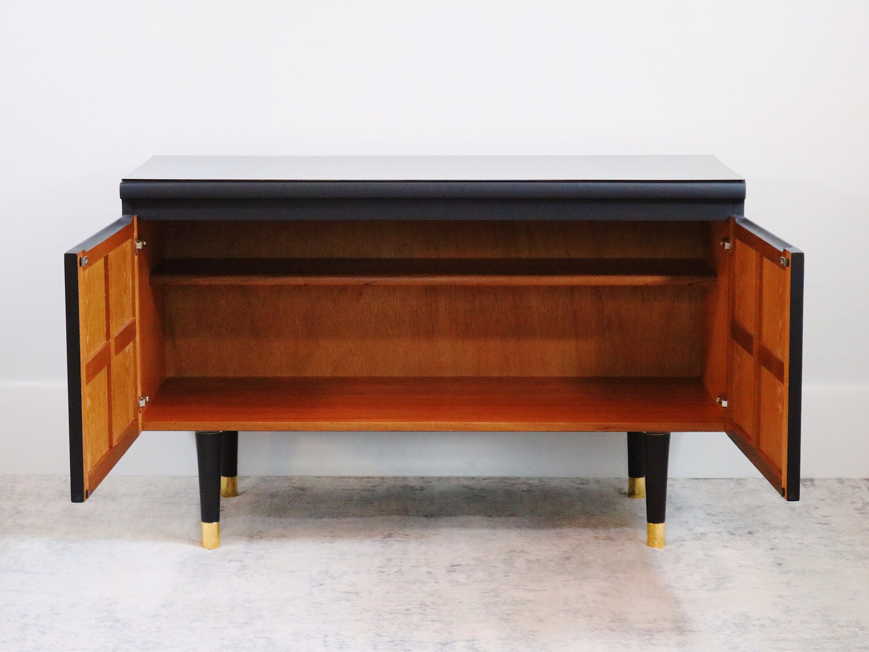 Nathan Squares LP Style Cupboard / Media Unit in Black With Gold Art ...
