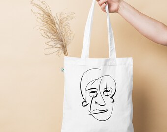 One Line Face Tote Bag, Grocery Bag, Shopping Bag, Friendly Bag, Art ...