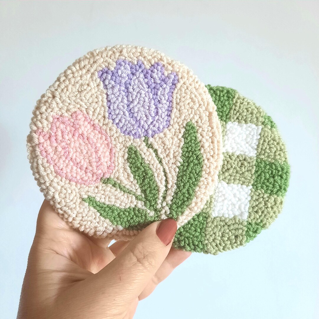 Tulip Flower Coaster, Plant Lover Mug Rug, Mushroom Coaster, Perfect ...