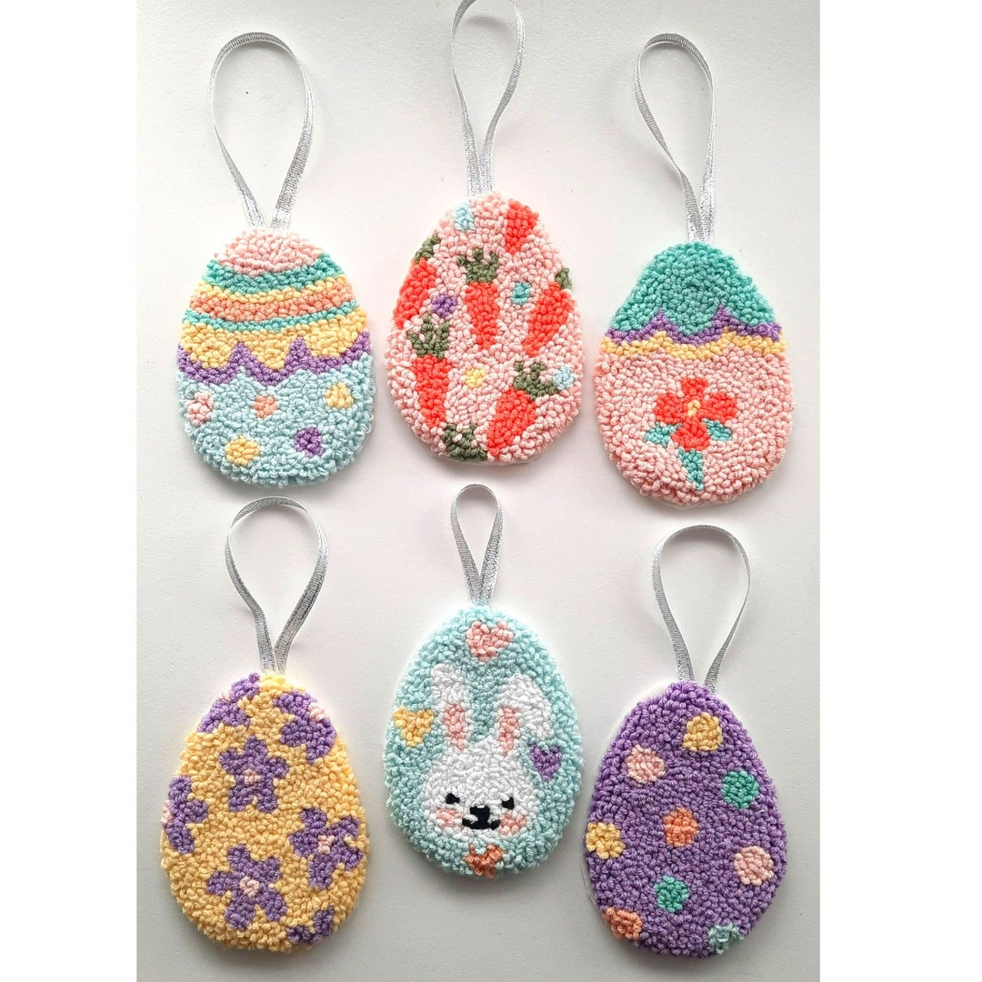 Easter Pastel Egg Bunny Ornament, Easter Handmade Gift, Easter Rug ...