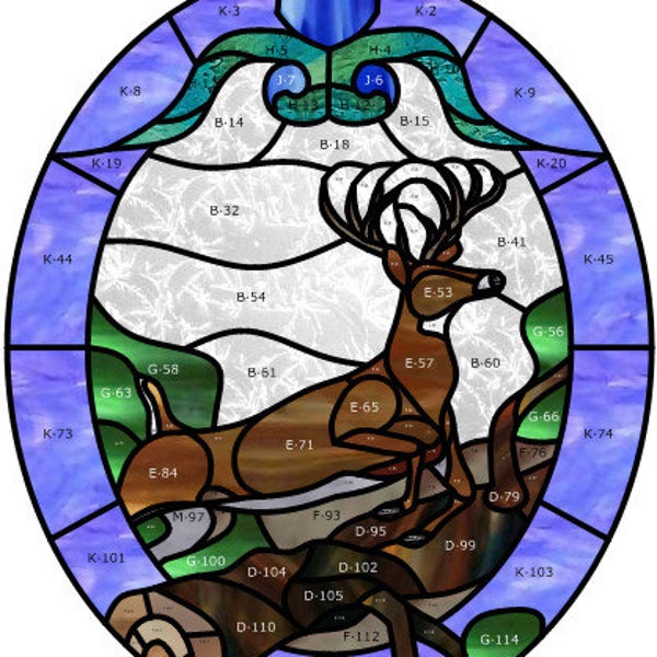 Stained Glass Deer Scene - Etsy
