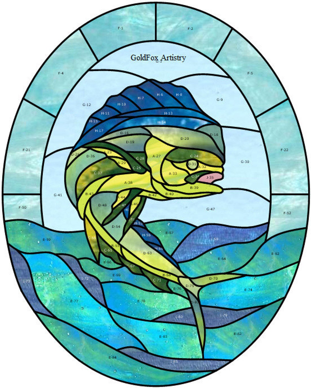 Goldfox Artistry, Mahi Mahi, Stained Glass Pattern, PDF Download - Etsy
