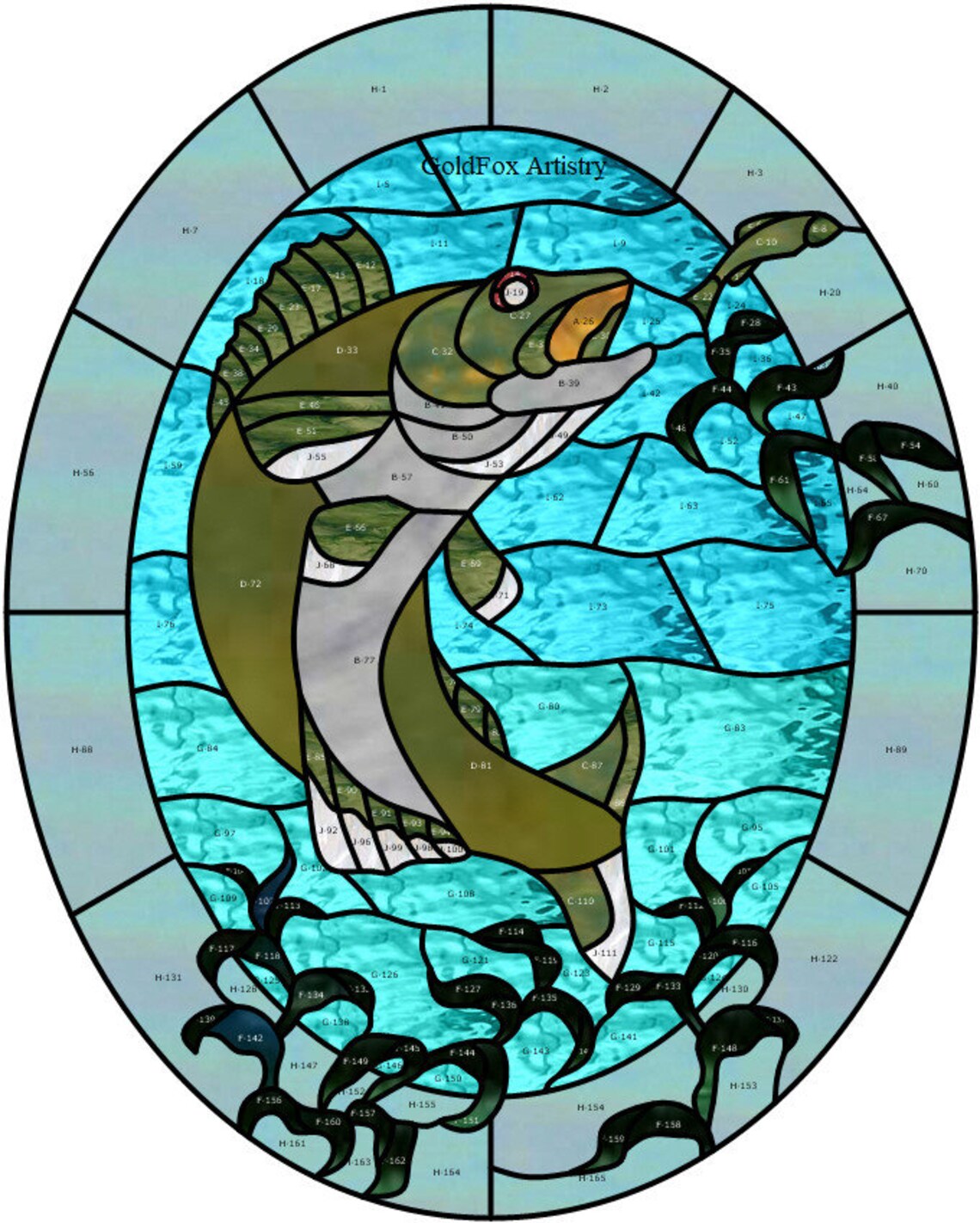 Goldfox Artistry, Stained Glass Pattern, Walleye in the Weeds, PDF ...