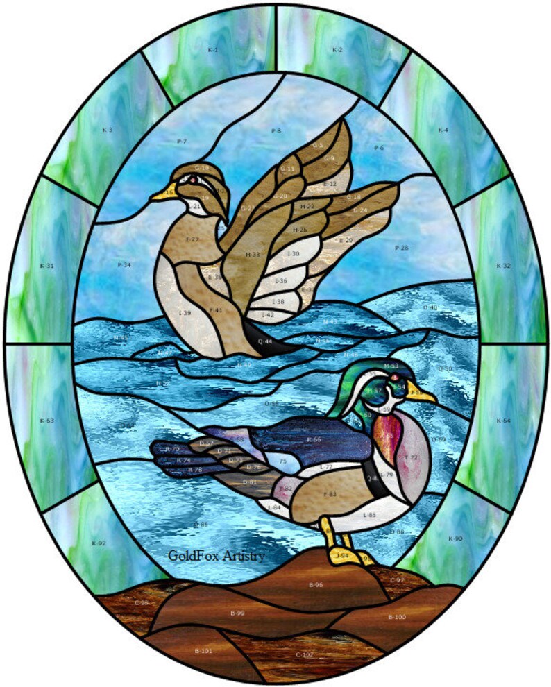 Goldfox Artistry, Wood Duck Pair, Stained Glass Pattern, PDF Download ...