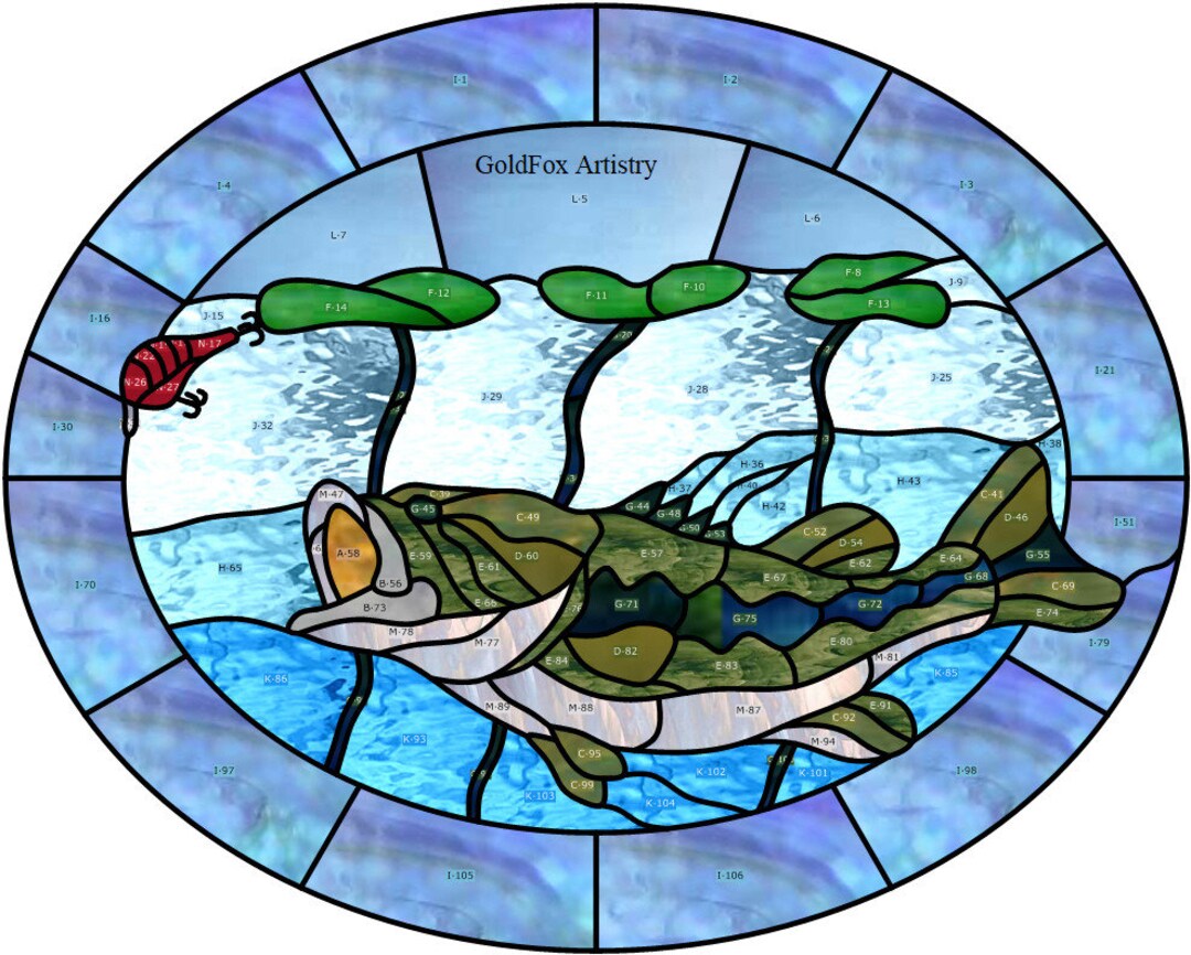 Goldfox Artistry, Large Mouth Bass, Stained Glass Pattern, PDF Downloud ...