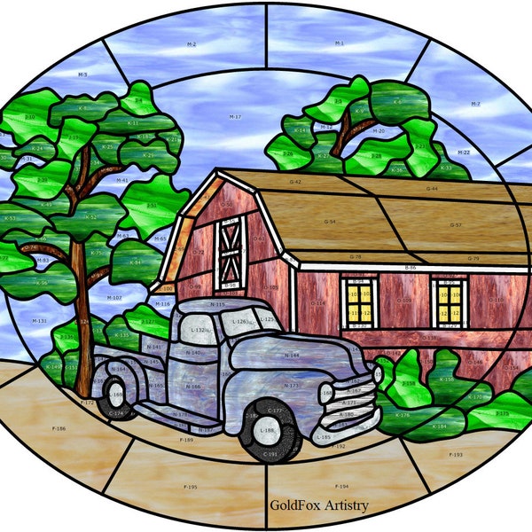 Stained glass truck pattern - Etsy España