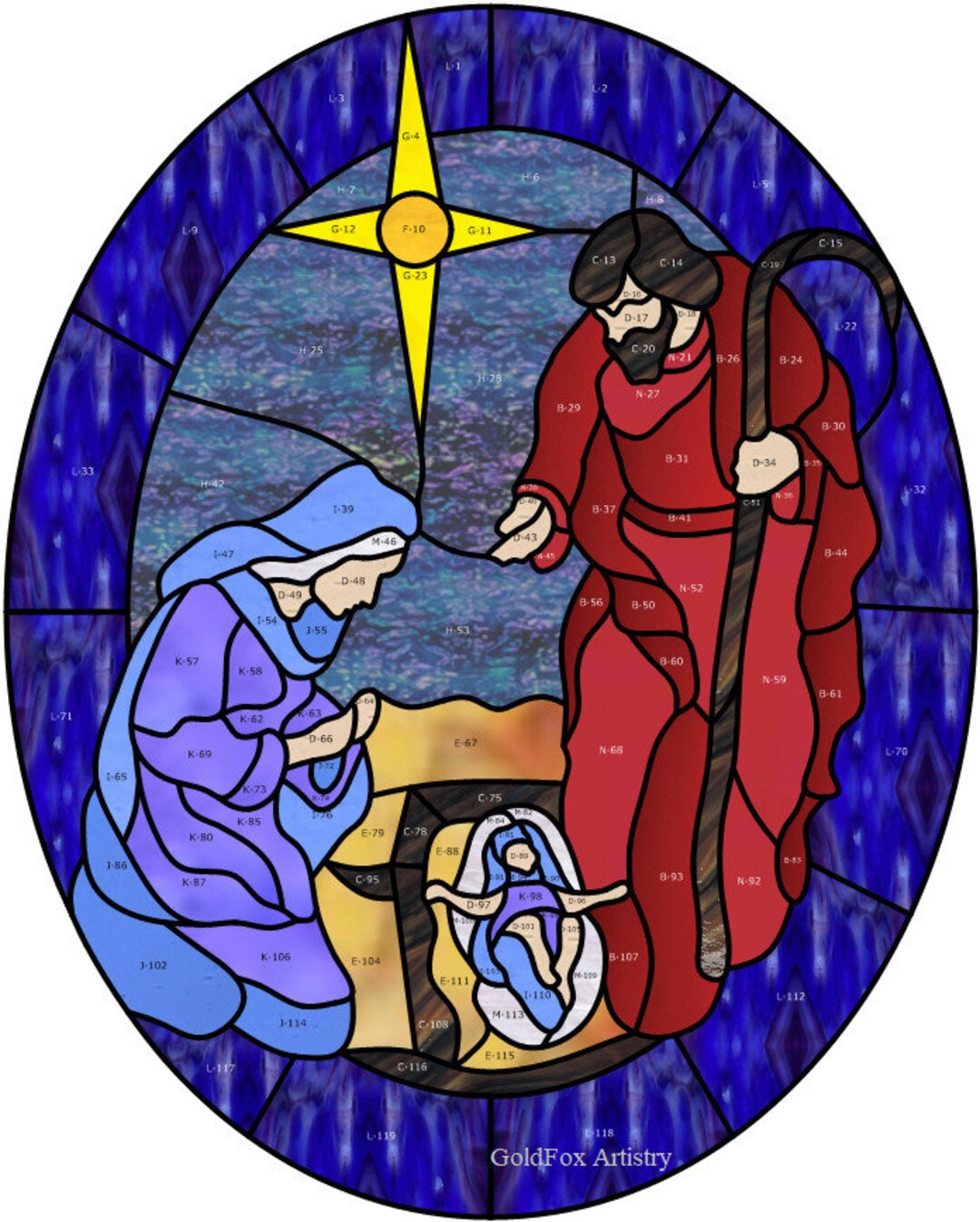 Goldfox Artistry, Christmas Nativity, Stained Glass Pattern, PDF ...