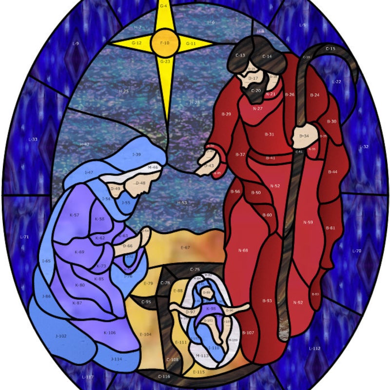 Nativity Stained Glass Pattern - Etsy