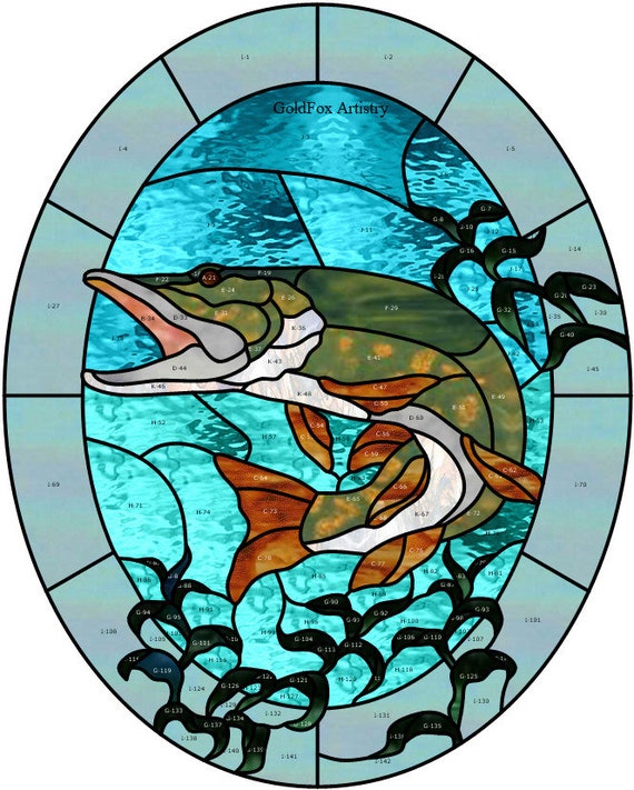 Goldfox Artistry Stained Glass Pattern Nothern Pike Fish in - Etsy