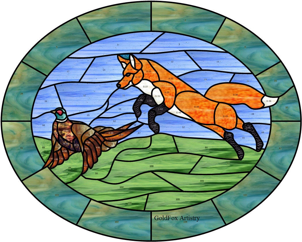 Goldfox Artistry Presents , Fox on the Hunt, Stained Glass Pattern PDF ...