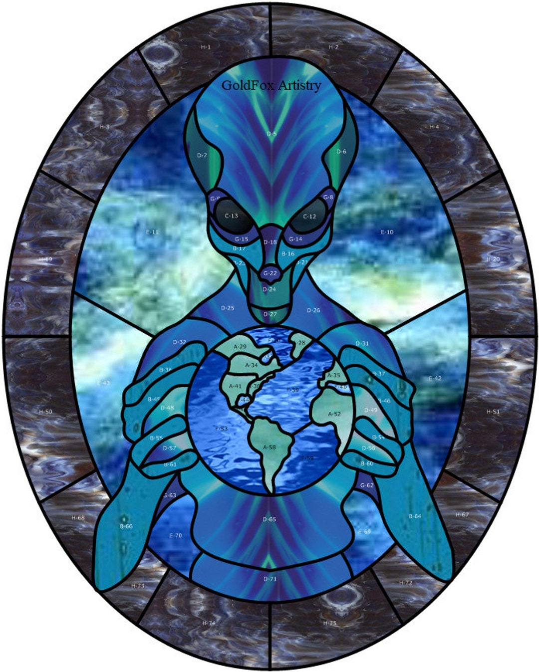 Goldfox Artistry, Alien, Stained Glass Pattern, PDF Download - Etsy