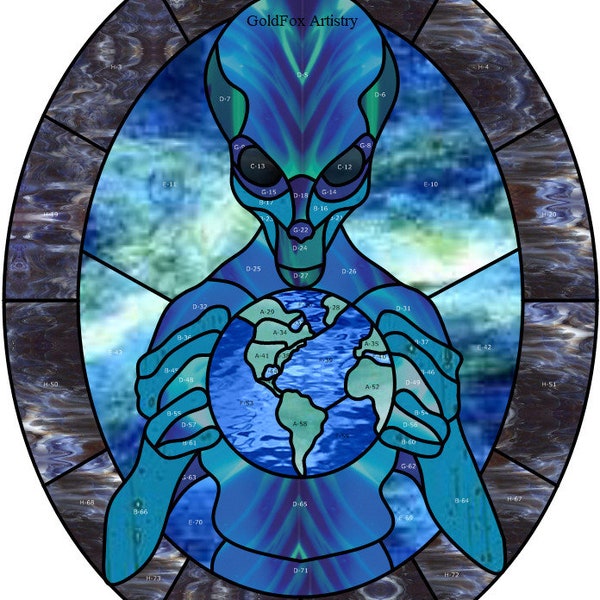 Stained Glass Pattern Alien - Etsy